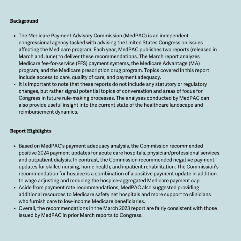 ECG Summary of March 2023 MedPAC Report to the Congress: Med...