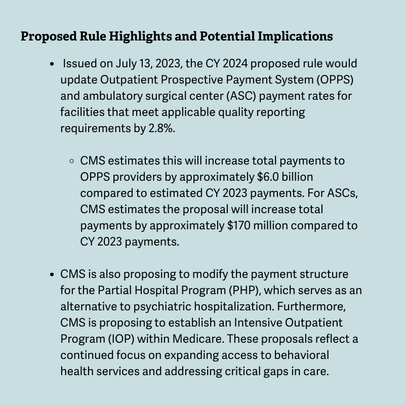 CMS Issues CY 2024 OPPS and ASC Payment System Proposed Rule